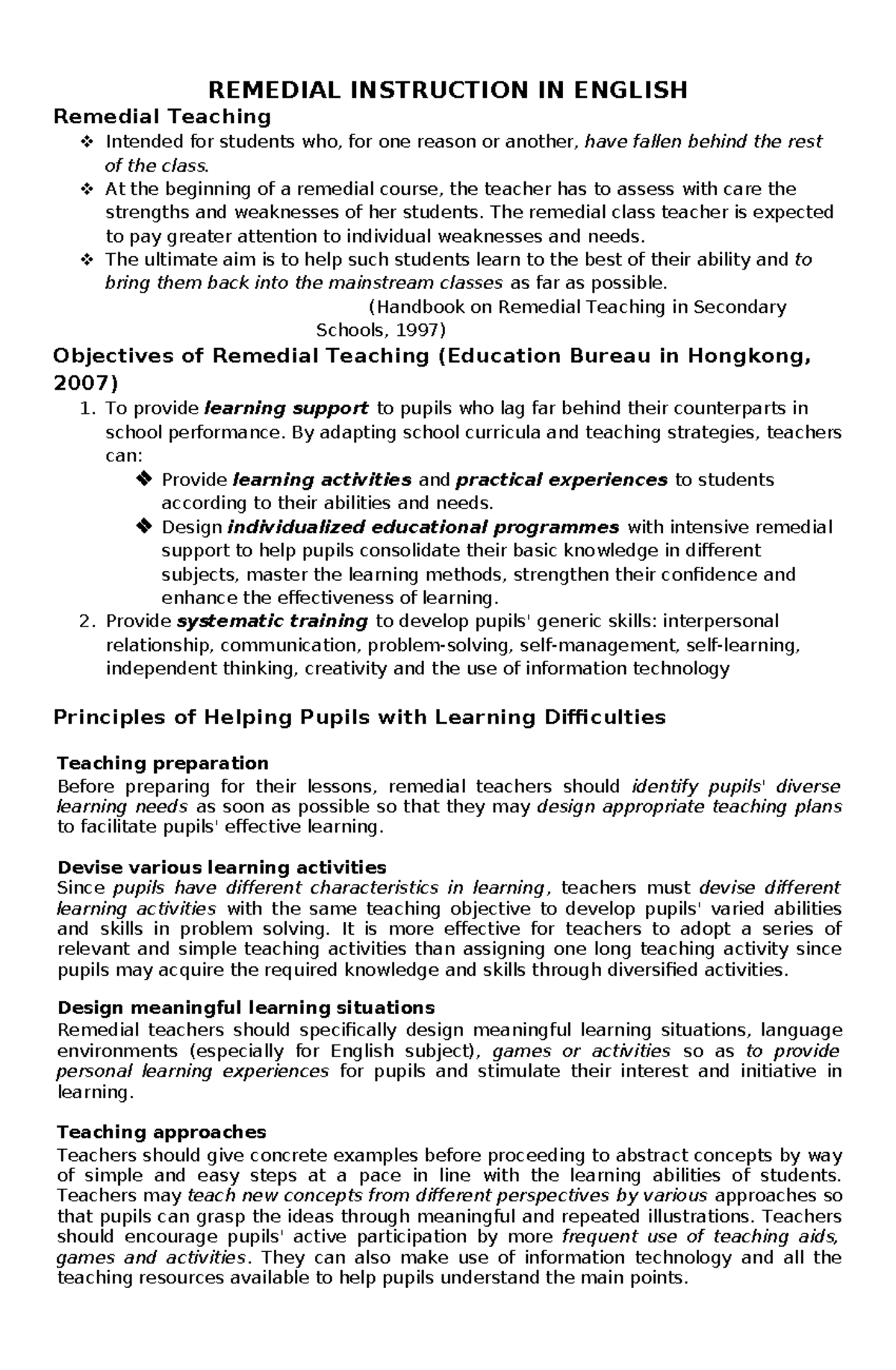 Remedial Instruction IN English Final Handout 1 docx - REMEDIAL ...