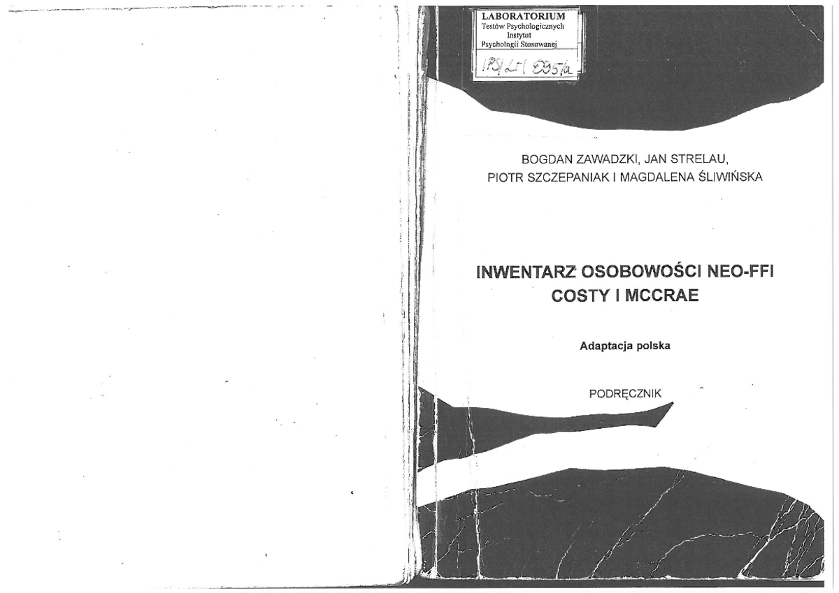 NEO-FFI Inventory by Costa & McCrae - Student Handbook - Studocu