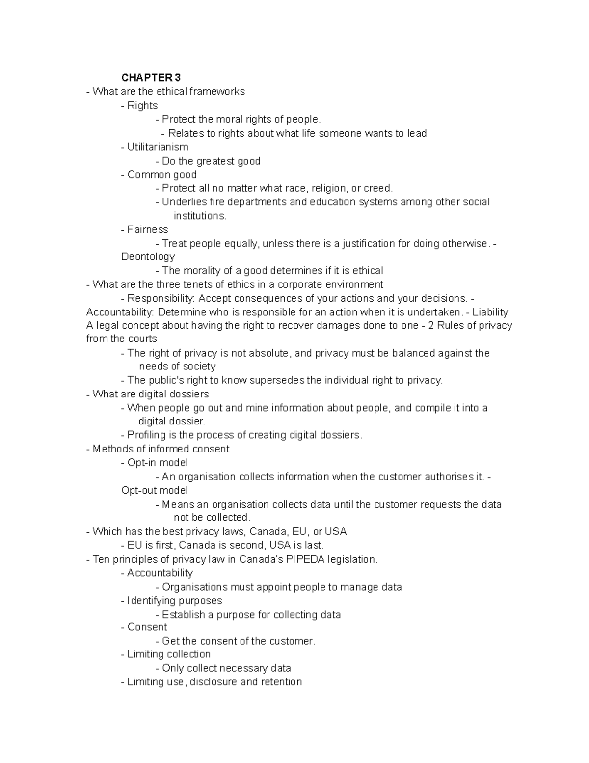 ITIS 3-4: Ethical Frameworks & Information Security Notes - Studocu