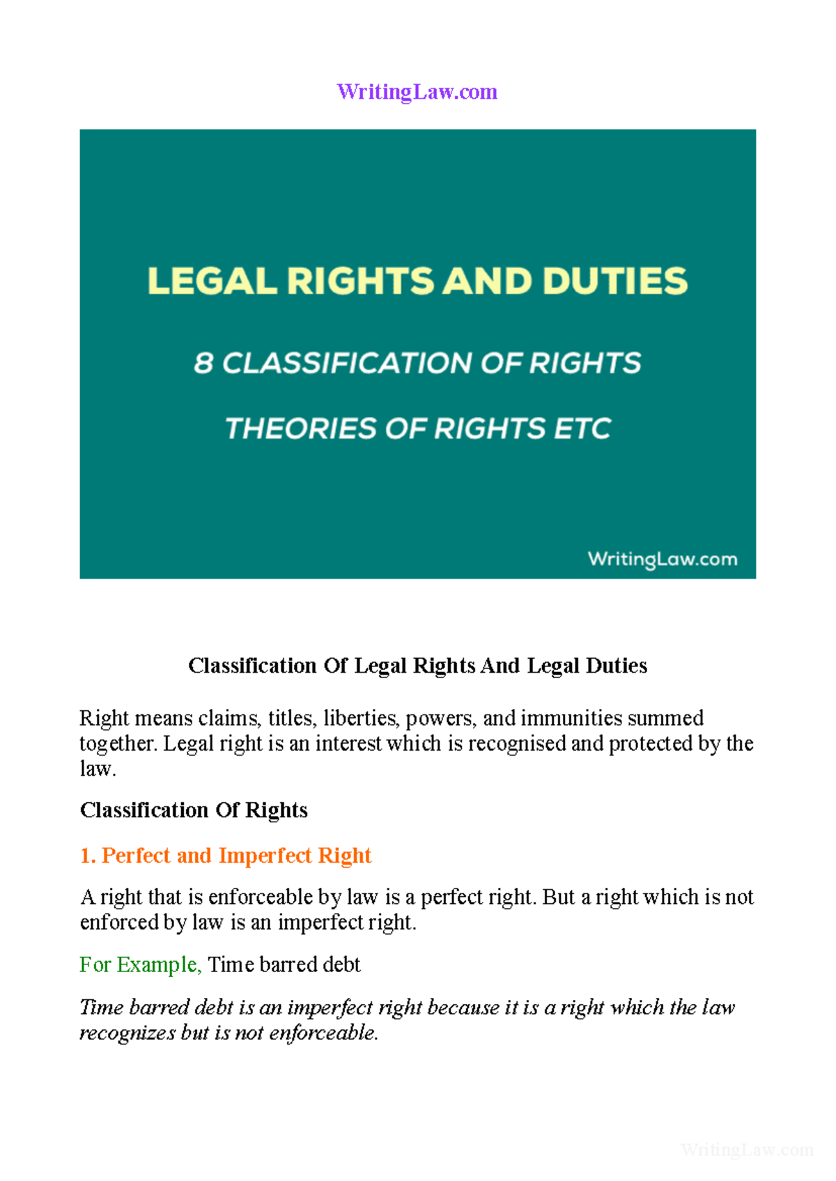 8 Classification of Rights, Duties and Theories of Rights - WritingLaw ...