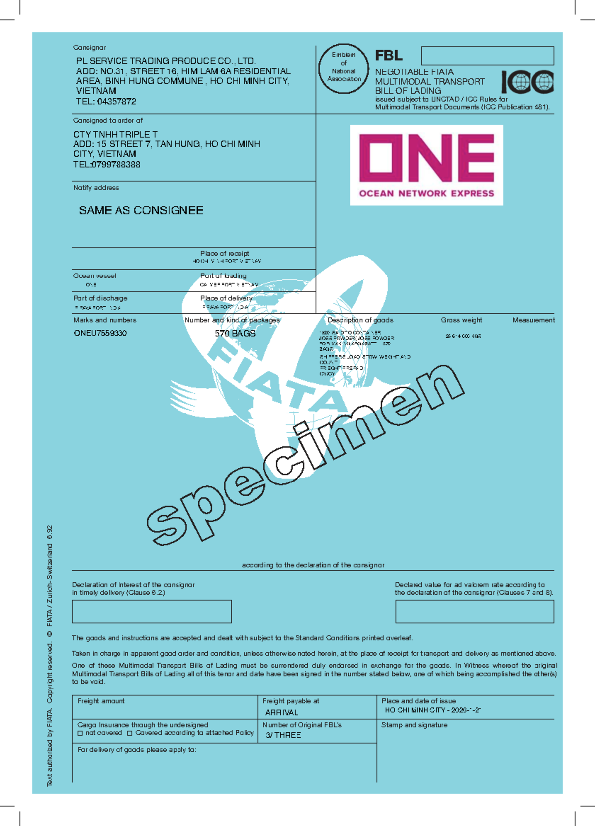 FIATA Multimodal Transport Bill of Lading - Consignor Details - Studocu