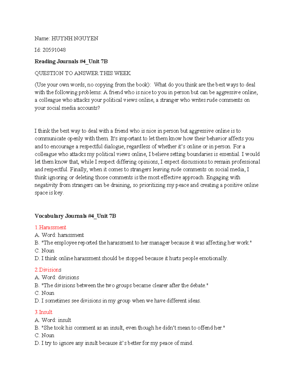 Reading and Vocabulary Journal 4 - Unit 7B Insights and Reflections ...