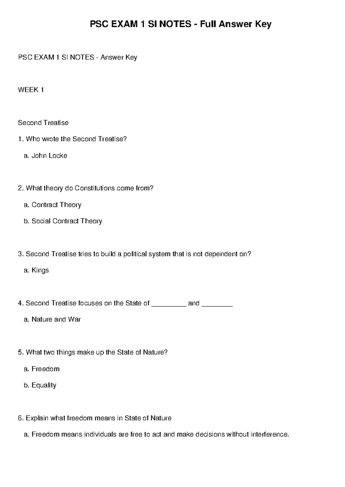 PSC 1 Exam Full Answer Key with SI Notes - Studocu