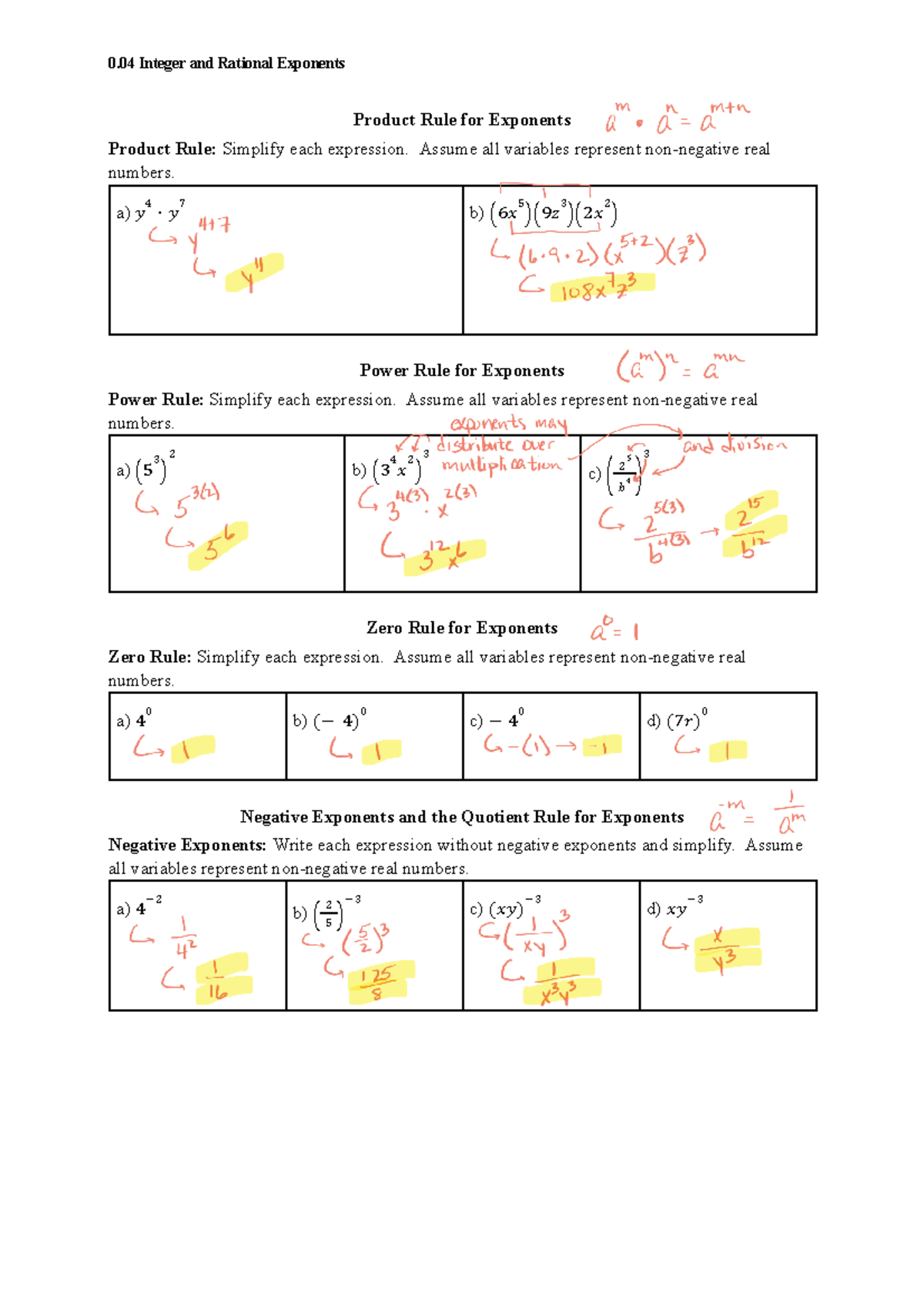 Simplifying Expressions & Exponent Rules - Practice Exercises - Studocu