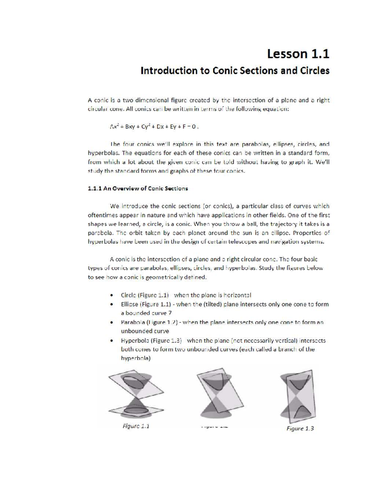 Lesson 1.1: Intro to Conic Sections & Circles in Geometry - Studocu