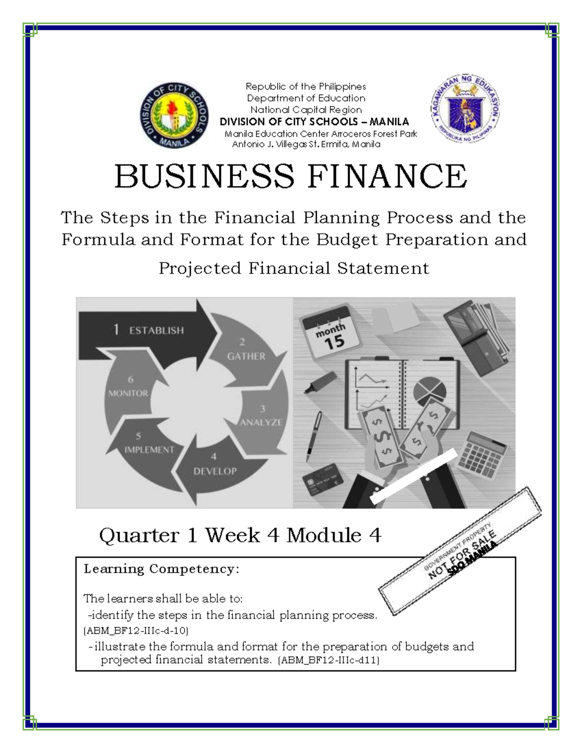 ABM-BF12 Q1 W4 Mod4: Financial Planning & Budget Preparation Module ...