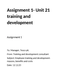 Business Level 3 - Unit 21 - Assignment 1: Employee Training ...