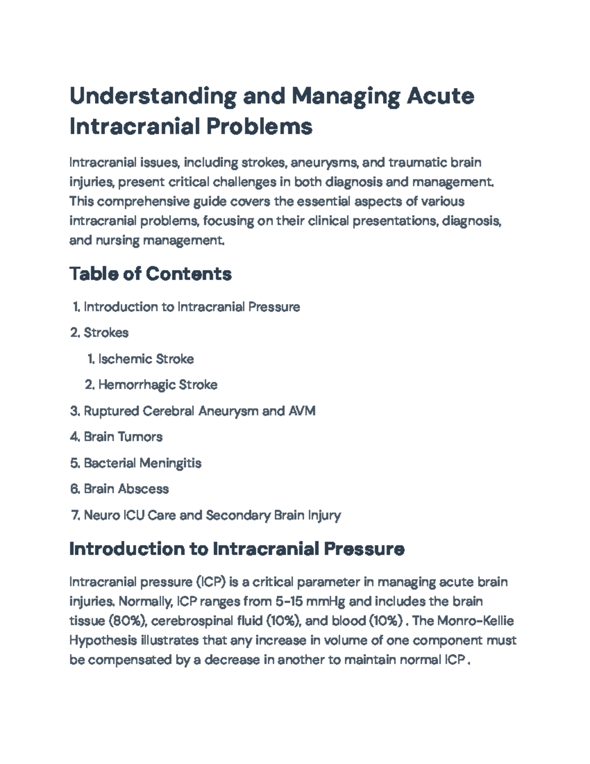 Nursing Management of Acute Intracranial Issues: A Comprehensive Guide ...