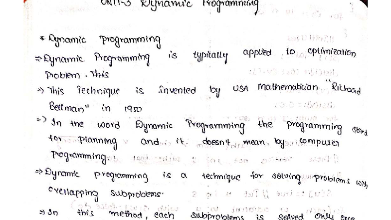 Dynamic Programming Techniques: DAA Unit 3 Detailed Notes - Studocu