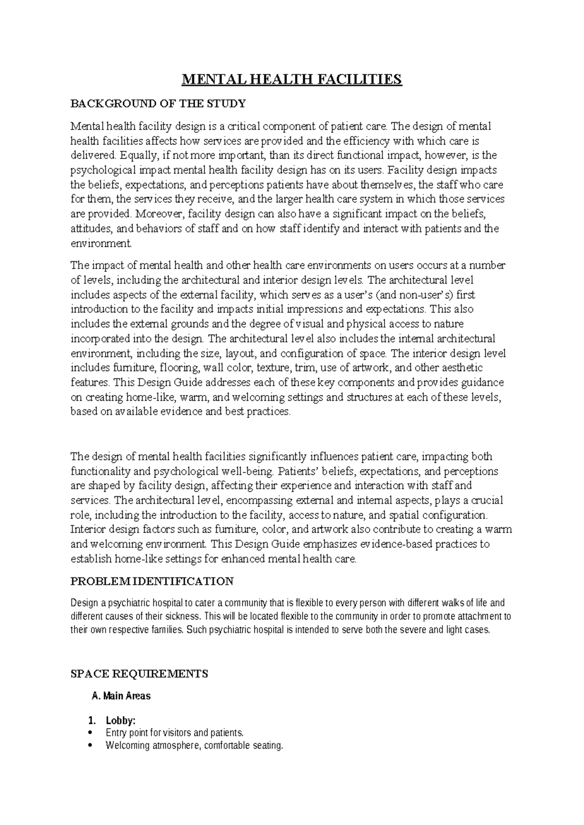Design Guide for Mental Health Facilities: Best Practices and ...
