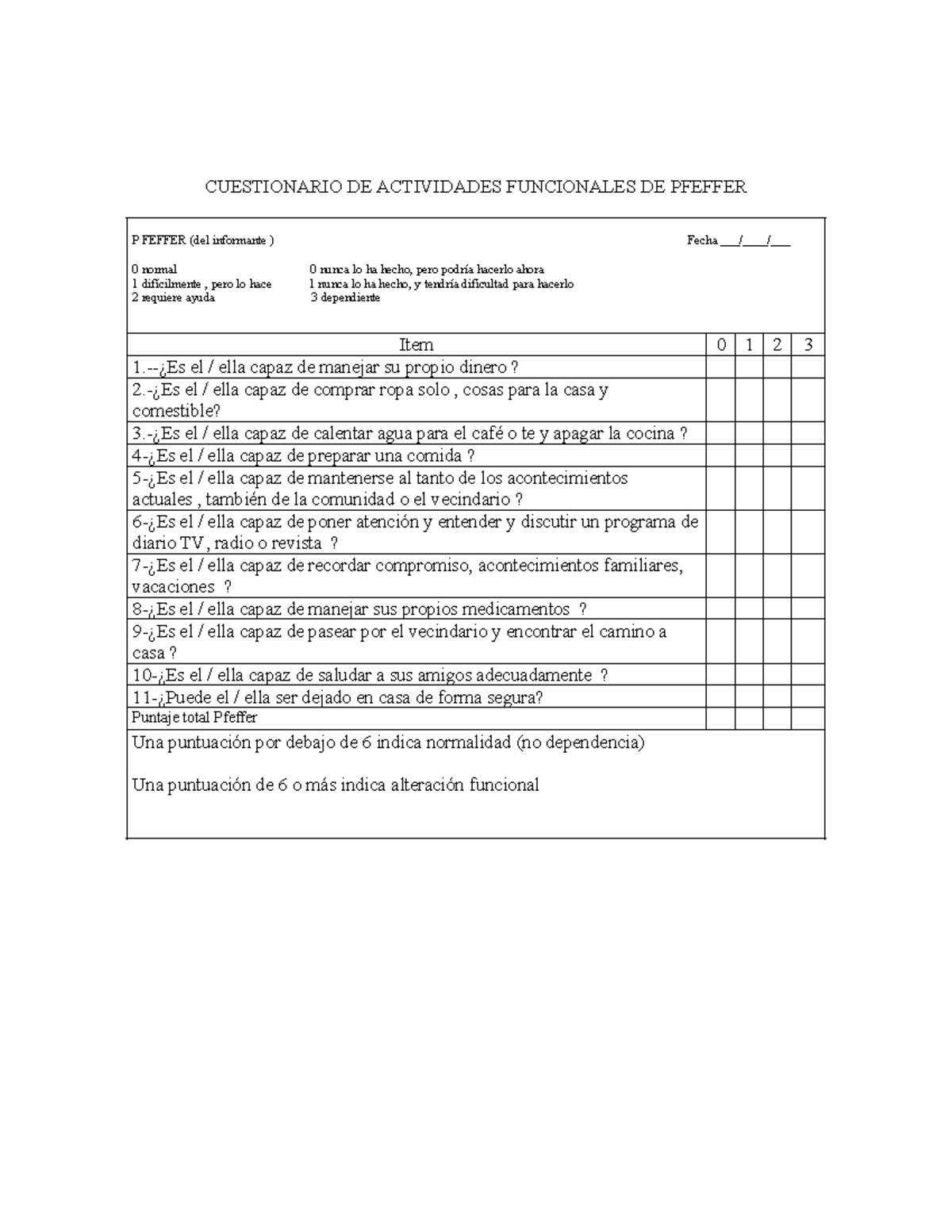 96370311 Cuestionario de Actividades Funcionales de Pfeffer ...