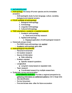 Anthropology unit 2 - ANTH unit 2 lecture notes - Modern Synthesis of ...