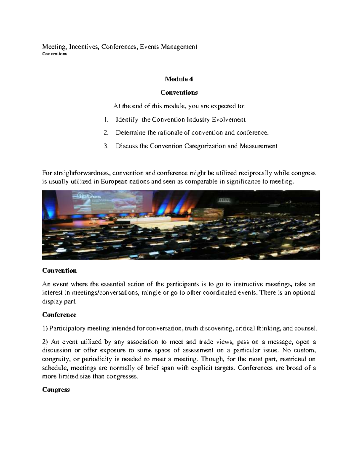 Module 4: Conventions in Meeting & Event Management (Lesson 4) - Studocu