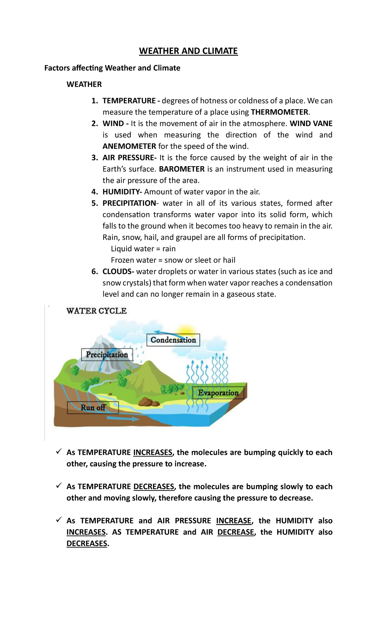 Meteorology Reviewer - Weather and Climate Factors (Course Code: MET101 ...