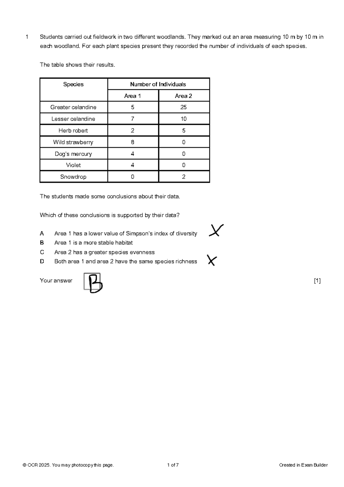 Simpsons Index & Pitfall Traps: OCR 2025 Exam Questions - Studocu