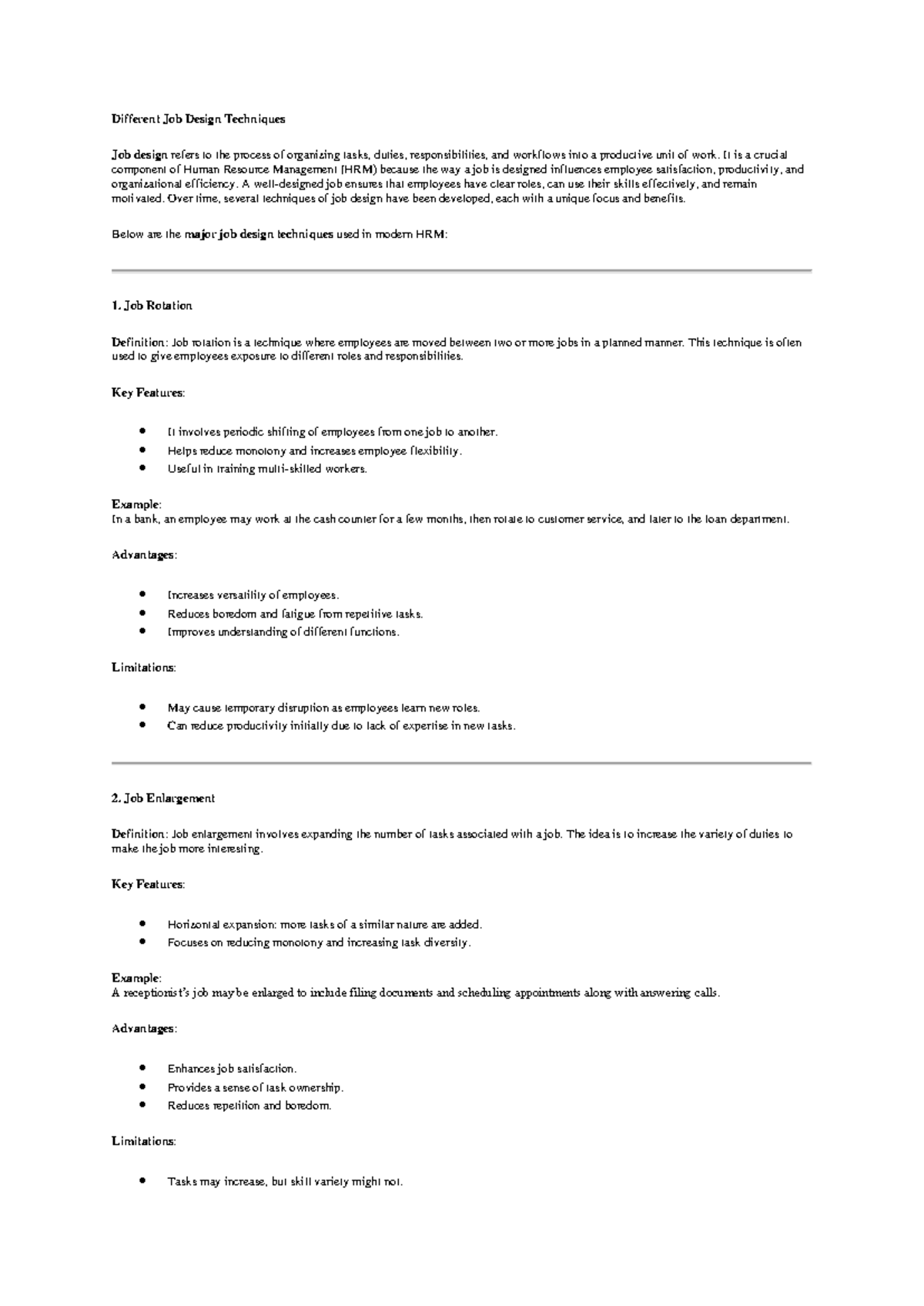 Job Design Techniques in HRM: Enhancing Employee Satisfaction and ...