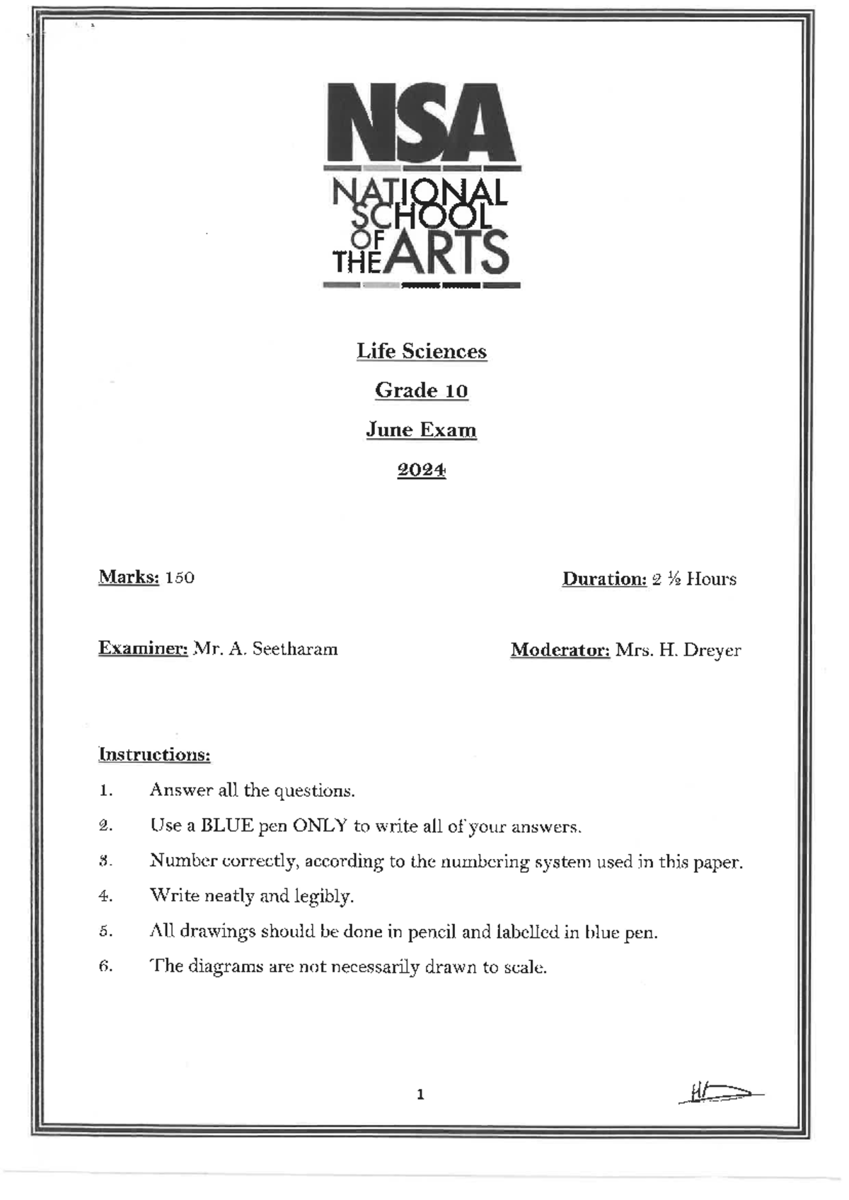 Life Sciences Grade 10 June Exam 2024 - Past Paper (LS) - Studocu