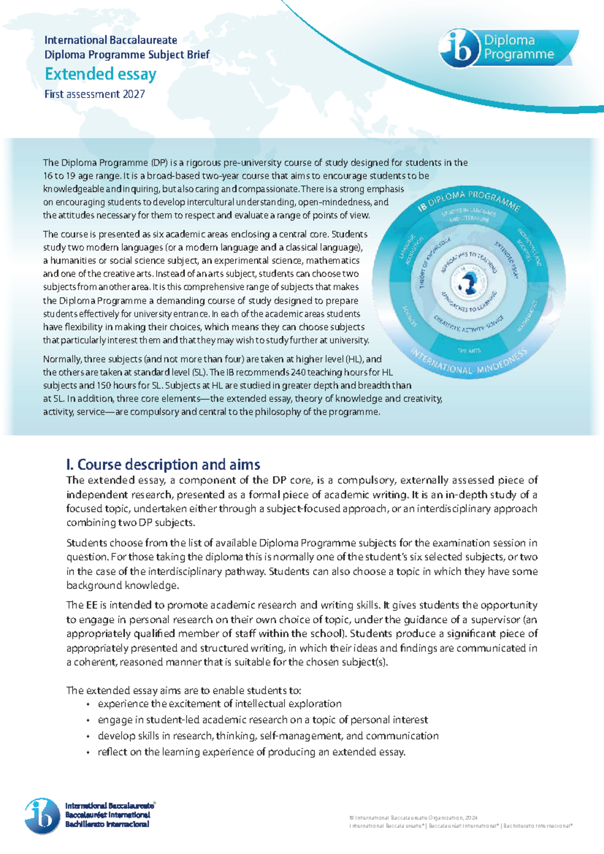 IB DP Extended Essay Subject Brief: First Assessment 2027 - Studocu