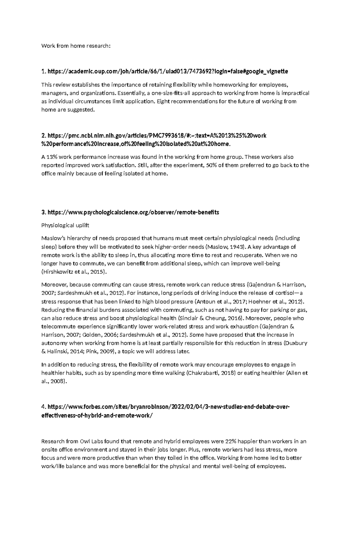 Work from home research - Work from home research: - Studocu