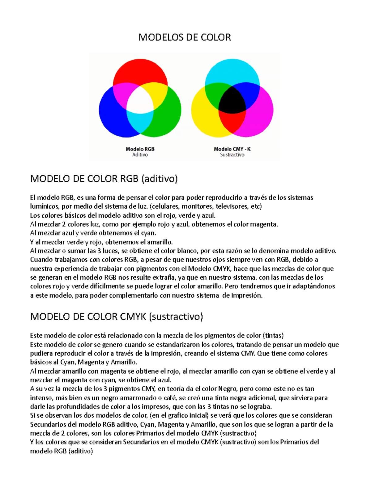 Modelos de Color: RGB y CMYK - Comparación y Aplicaciones - Studocu