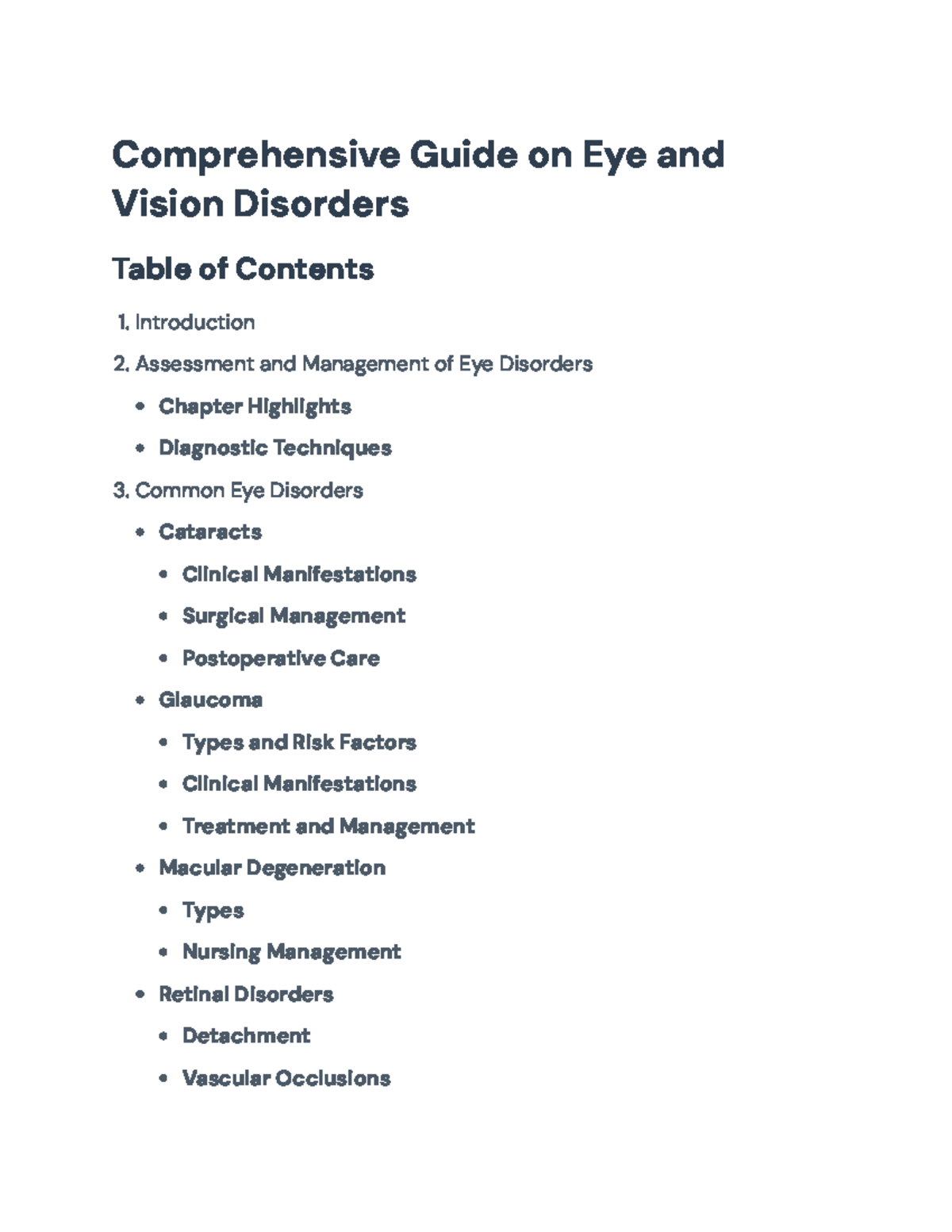 Comprehensive Guide on Eye and Vision Disorders for Nursing (NUR102 ...