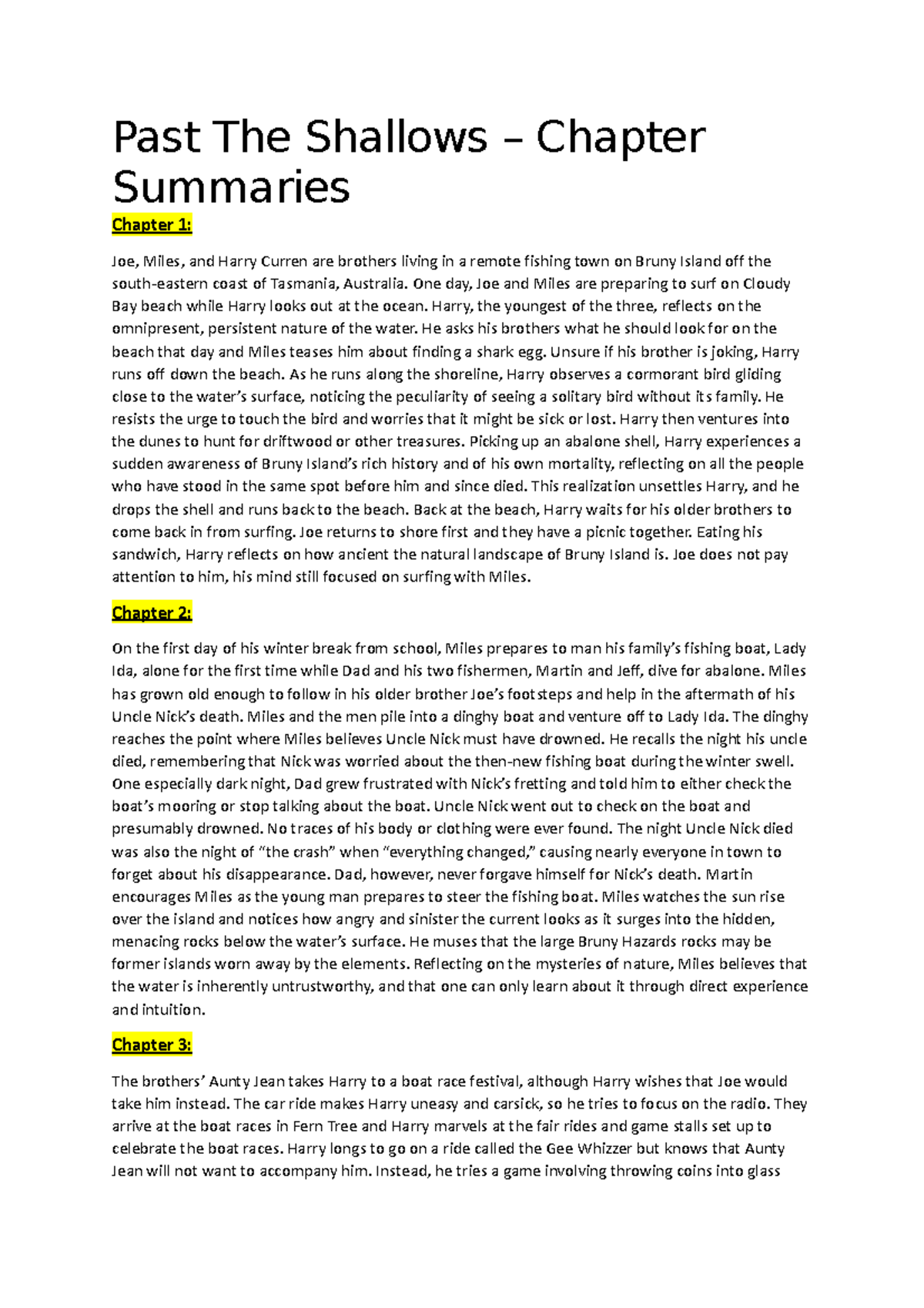 Past The Shallows - Chapter Summaries - Past The Shallows – Chapter ...