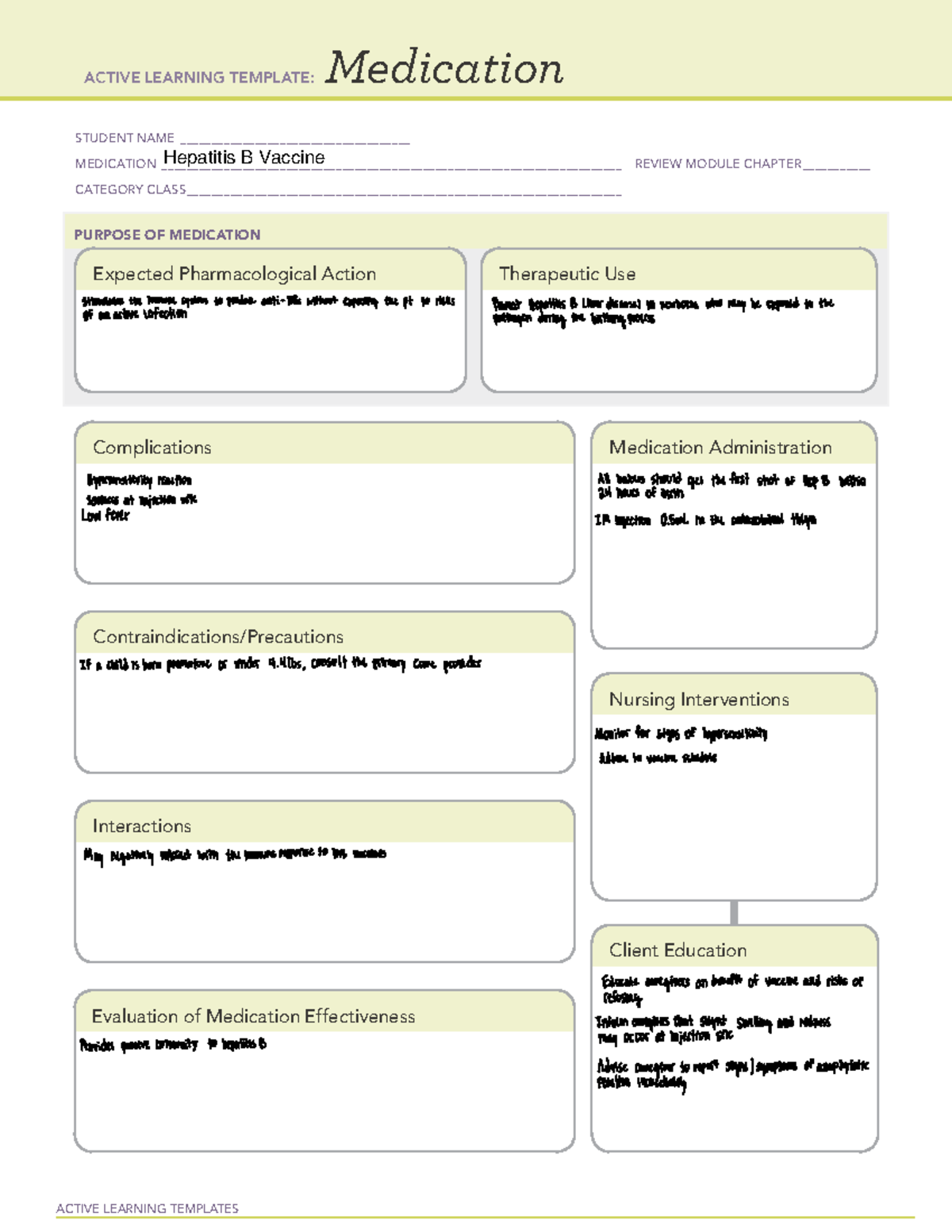 Nursp 377 NB Active Learning Template: Hepatitis B Vaccine Med Guide ...