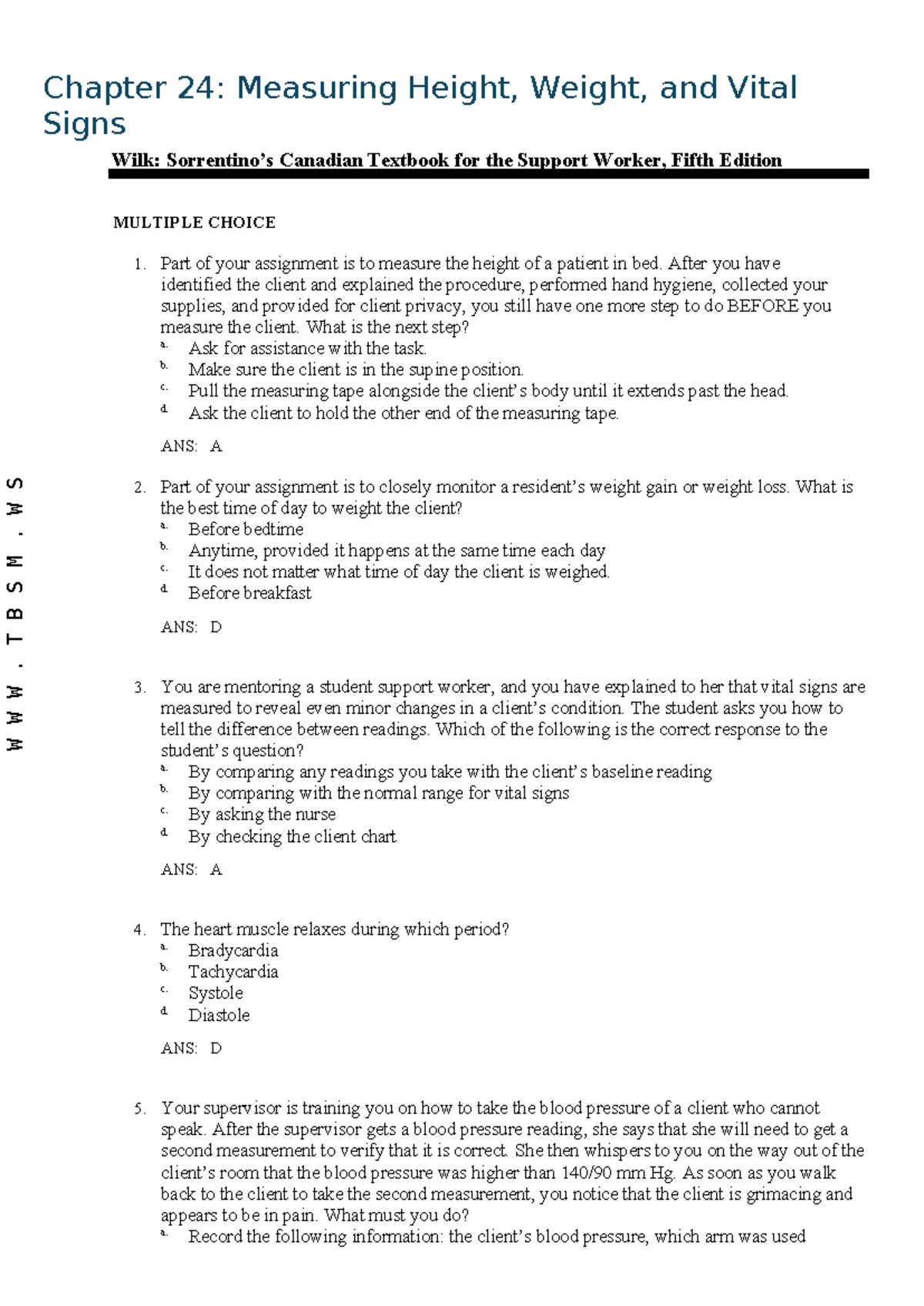 Chapter 24 - Vital Signs: Measurement techniques & Key Concepts - Studocu