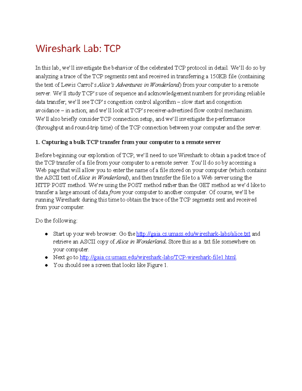 Wireshark Lab 3: Analyzing TCP Protocol Behavior - Studocu