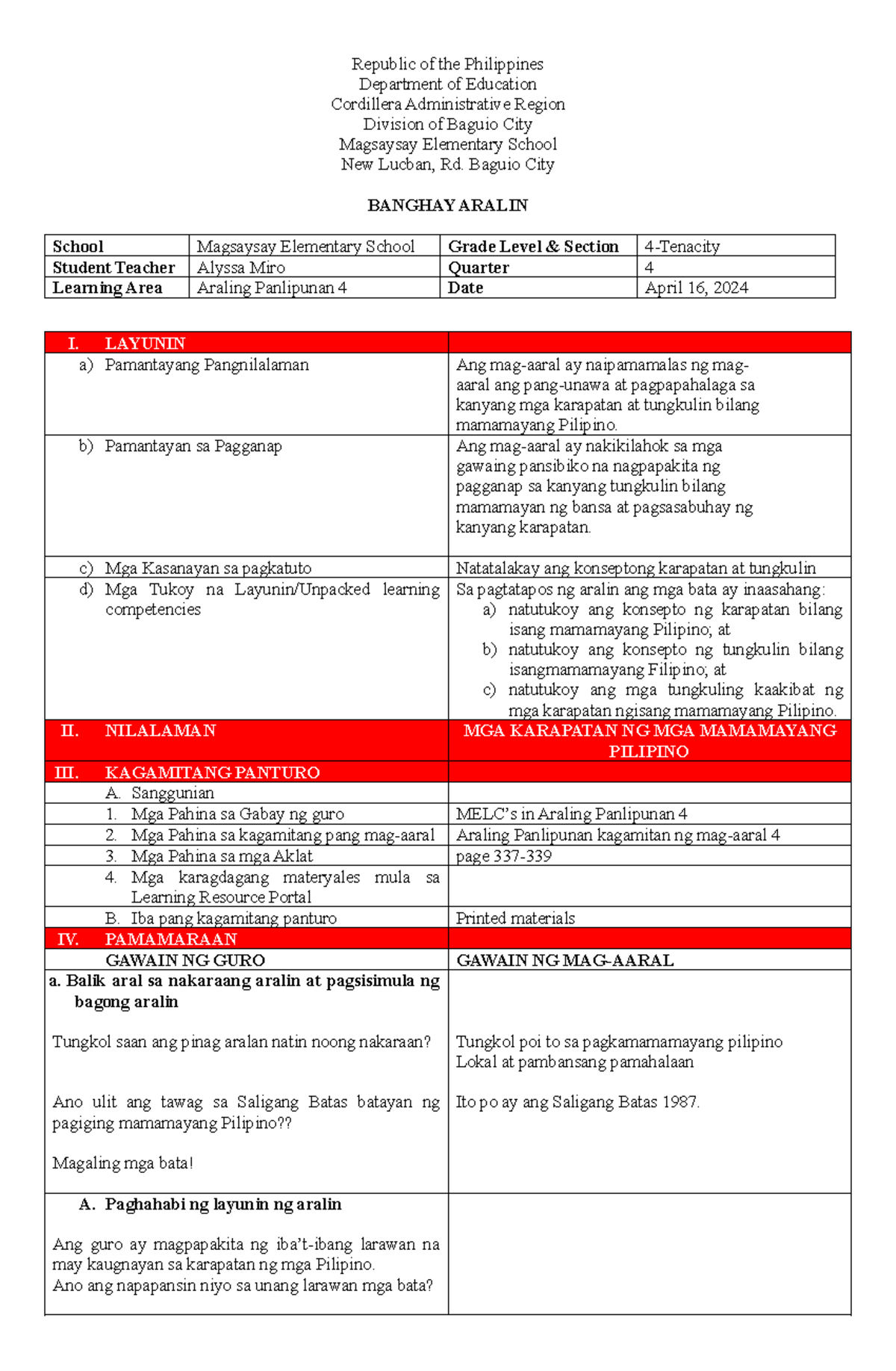 AP 2 - lesson plan in ap - Republic of the Philippines Department of ...
