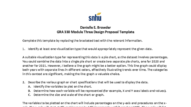 GRA 330 Design Proposal Template for Module 3 Visualization - Studocu