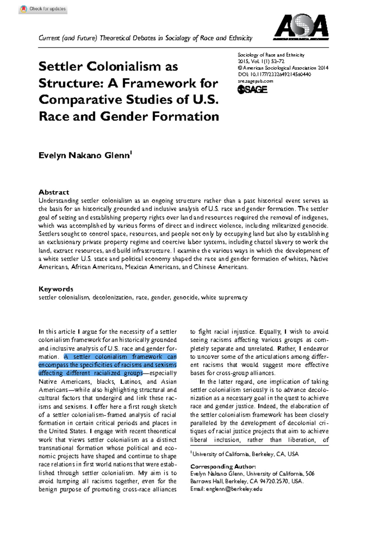 Settler Colonialism as Structure: Analyzing U. Race and Gender ...