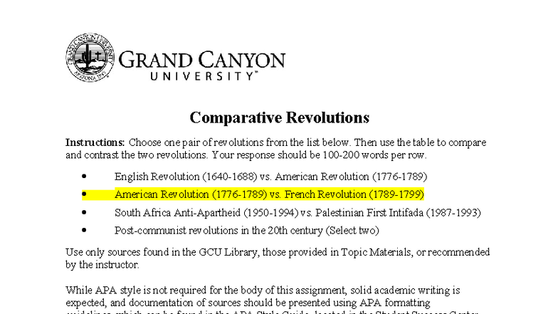 Comparative Analysis of the American and French Revolutions (HIST 202 ...