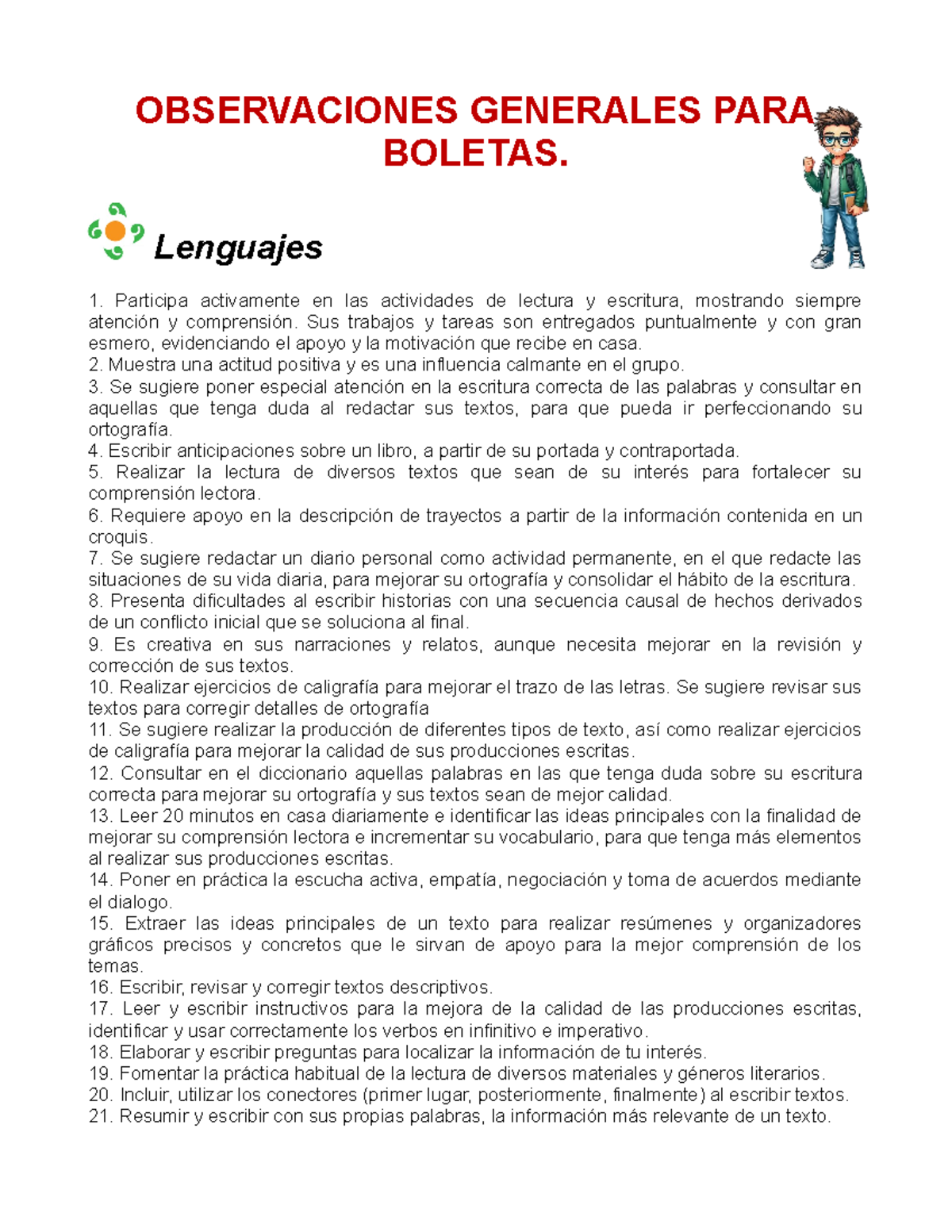 Observaciones PARA Boletas - OBSERVACIONES GENERALES PARA BOLETAS ...