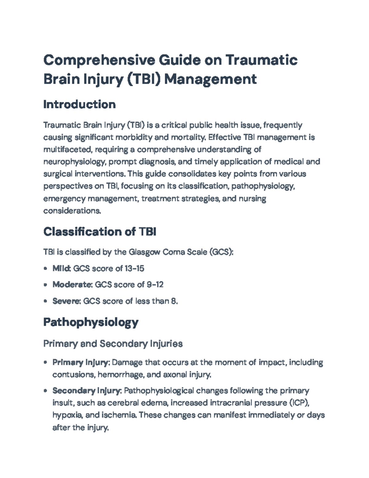 Comprehensive Guide on Traumatic Brain Injury (TBI) Management ...