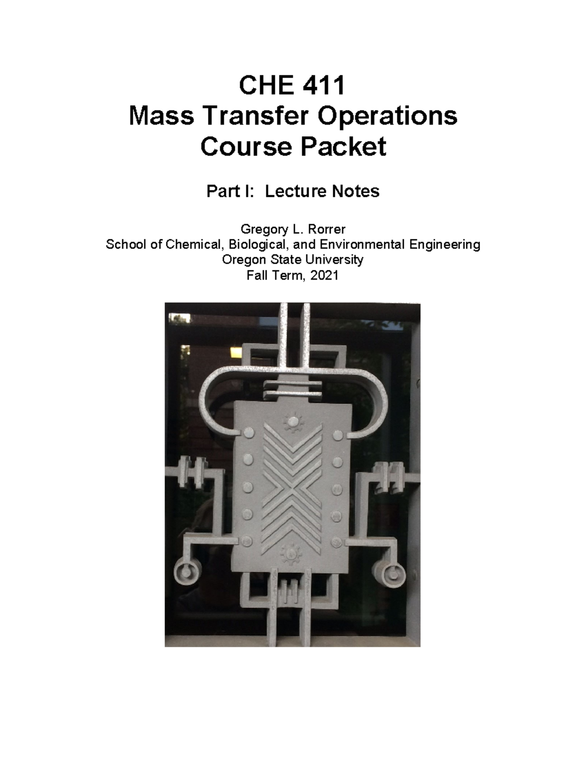 CHE 411 Mass Transfer Operations Lecture Notes - Part I - Studocu
