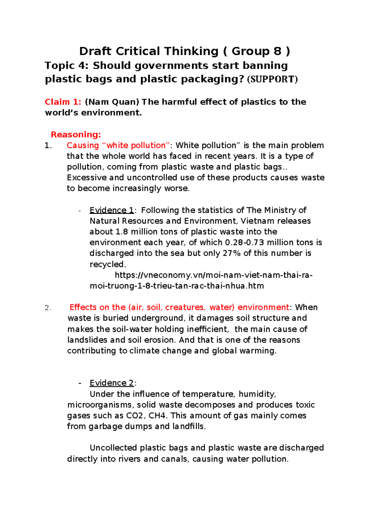 Draft Critical Thinking (Group 8) - Draft Critical Thinking ( Group 8 ...