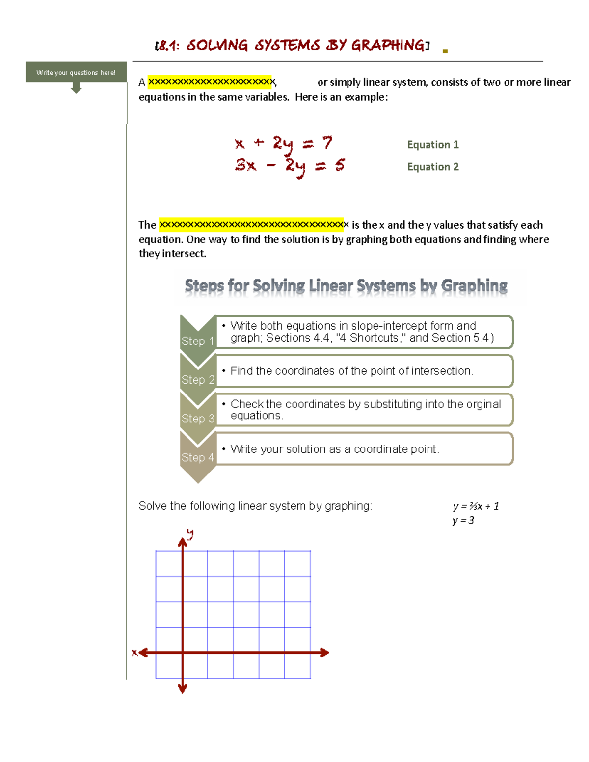 Algebra 1: Solving Systems by Graphing - Practice & Examples - Studocu