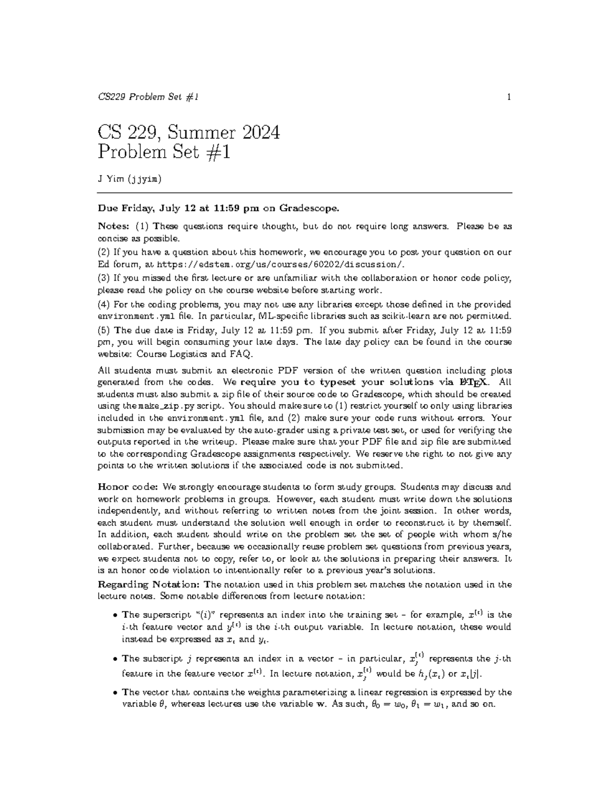 CS 229 Final Exam Problem Set 1 Solutions PDF - Studocu