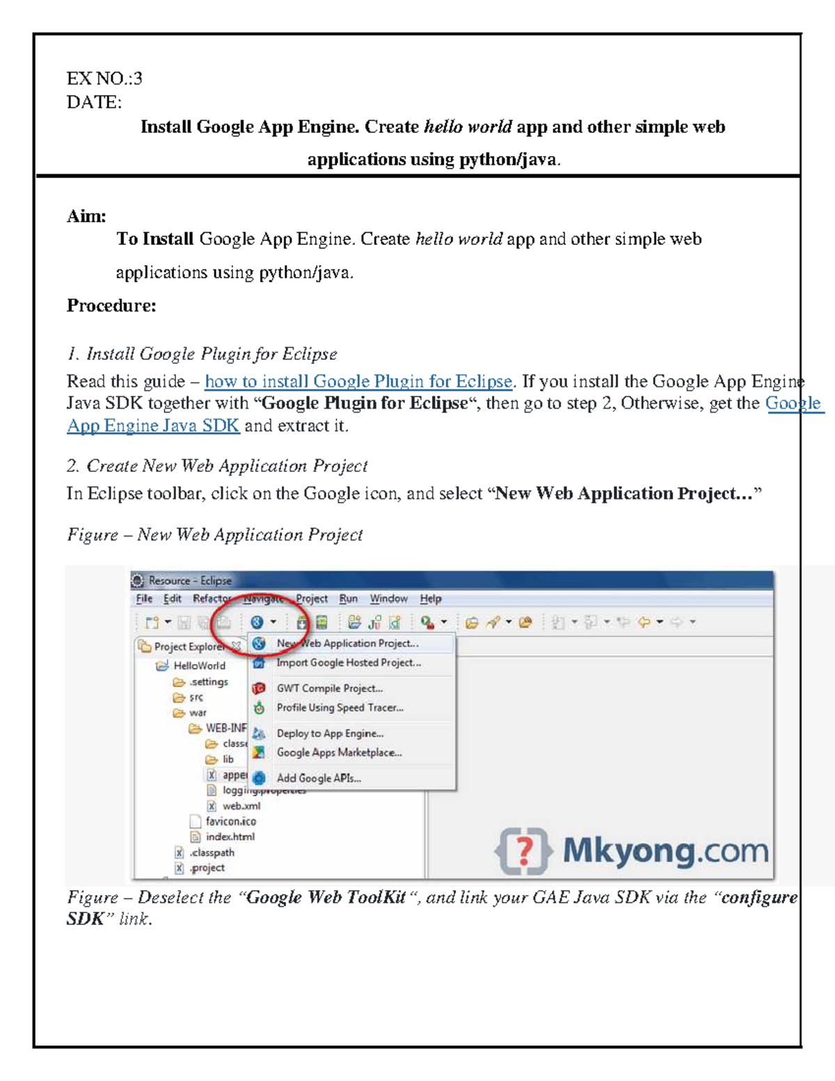 CC 3rd - Experiment 5: Installing Google App Engine & Hello World App - Studocu