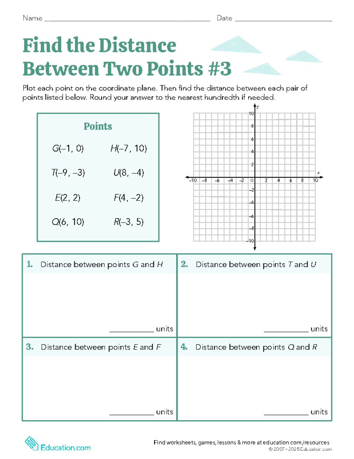 Find the distance between two points 3 - Name