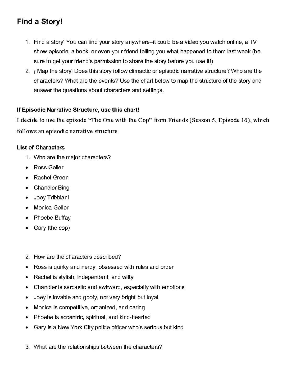 M7 Assignment: Analyzing Narrative Structures in "Friends" Episode ...