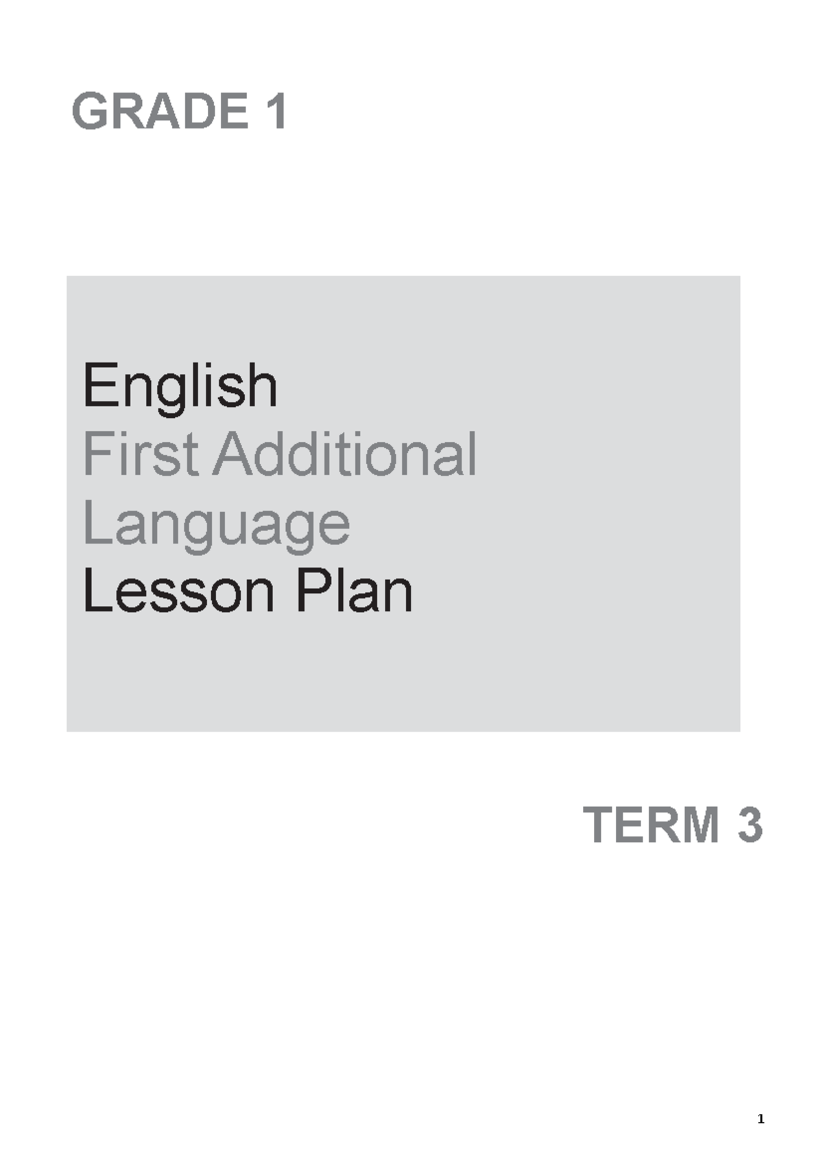 EFAL G1 Term 3 Lesson Plan: Week 1 Activities and Themes - Studocu