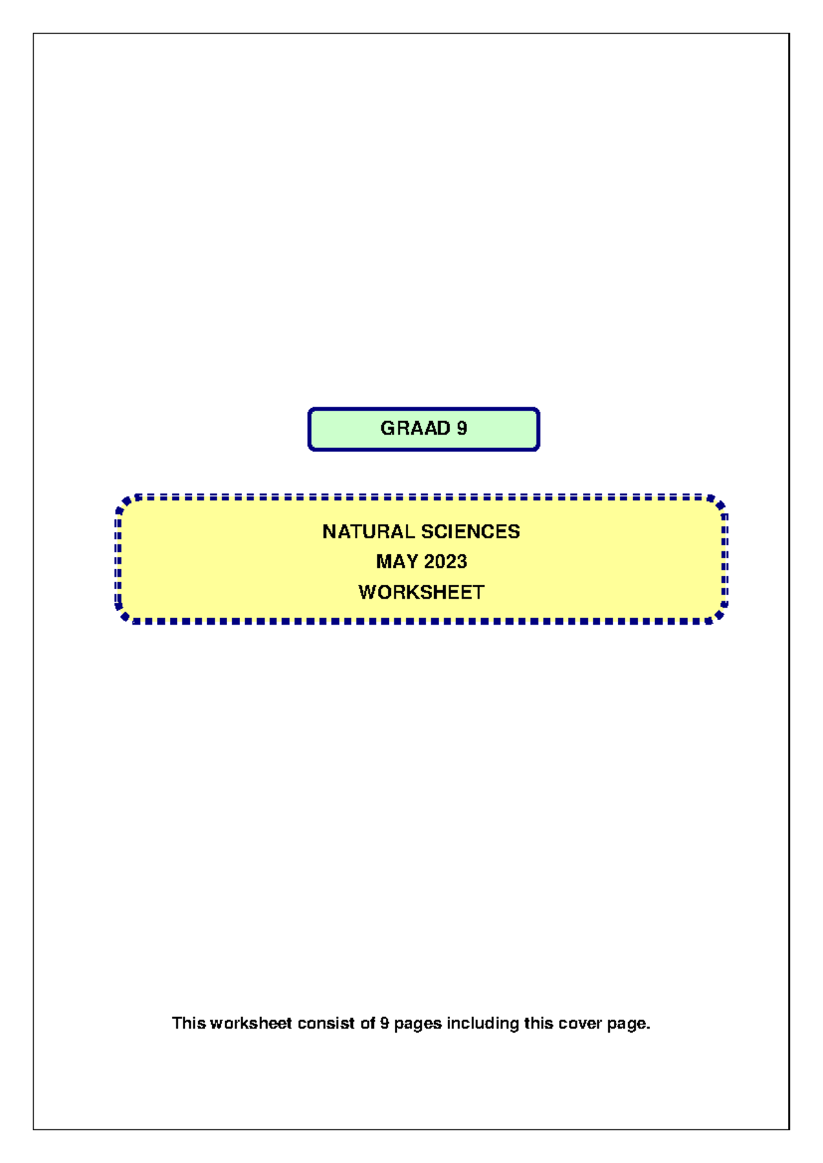 NS GRADE 9 NATURAL SCIENCES MAY 2023 MID YEAR WORKSHEET - Studocu