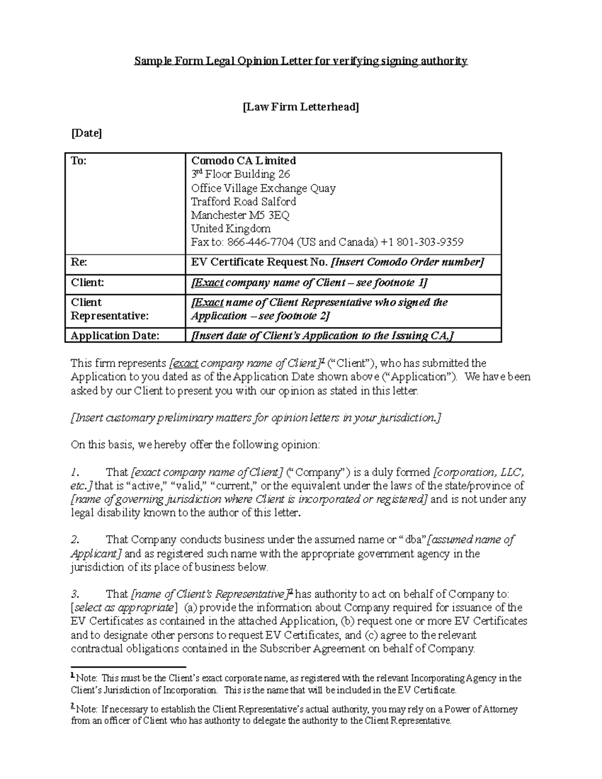 Legal Opinion Letter Example: Verification of Signing Authority - Studocu