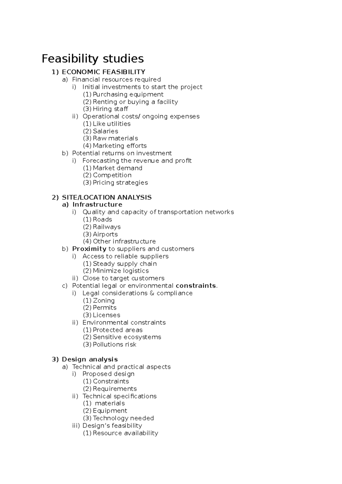 Week 04 ECON 101 Feasibility Studies: Economic & Market Analysis - Studocu