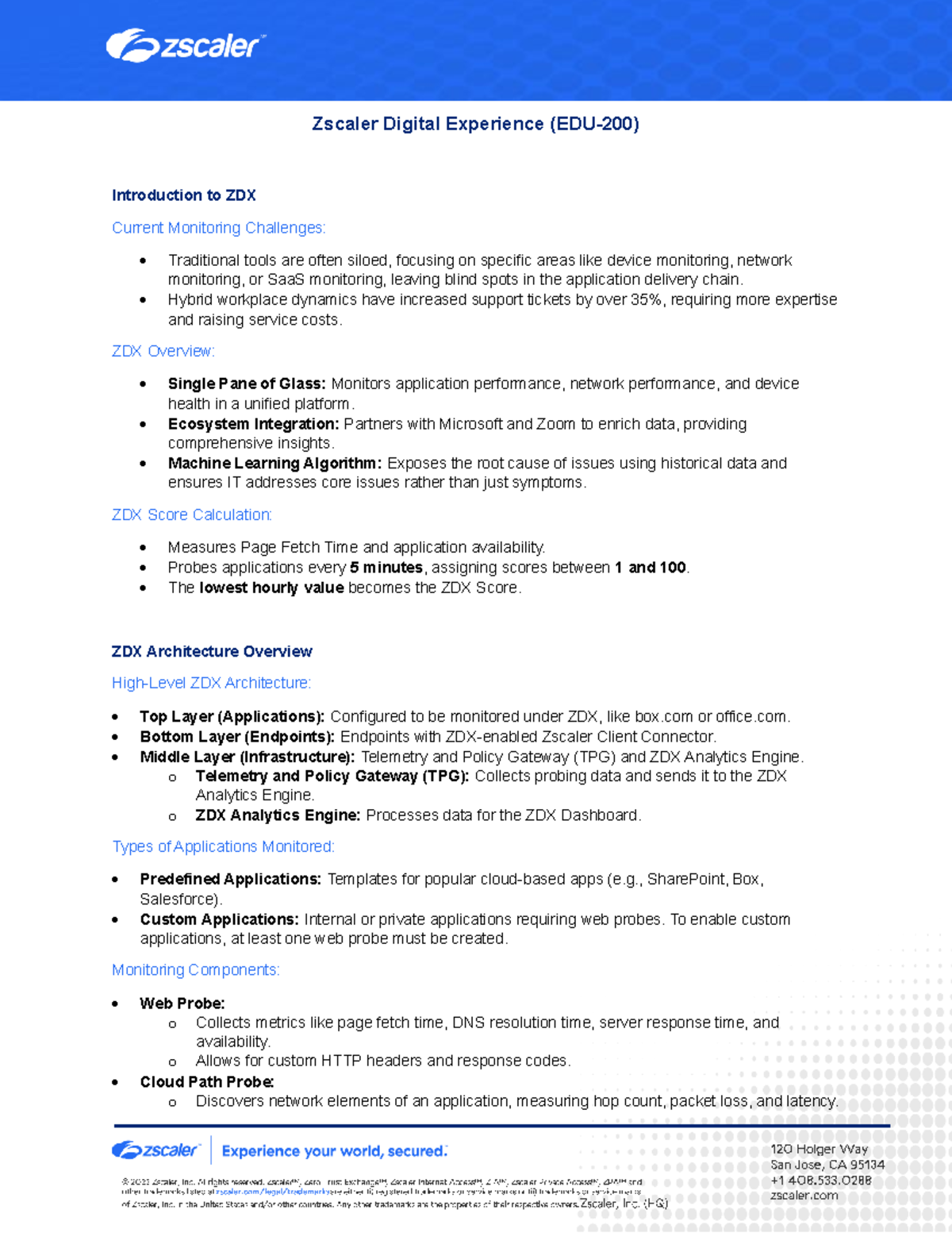 Zscaler Digital Experience Overview Guide (EDU-200) - Studocu