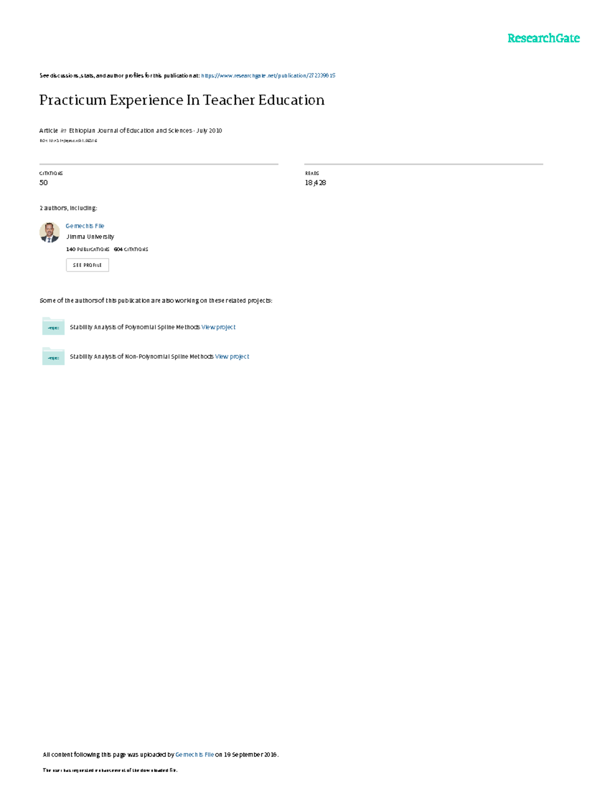 Practicum Experience in Teacher Education (EJES) - A Review - Studocu