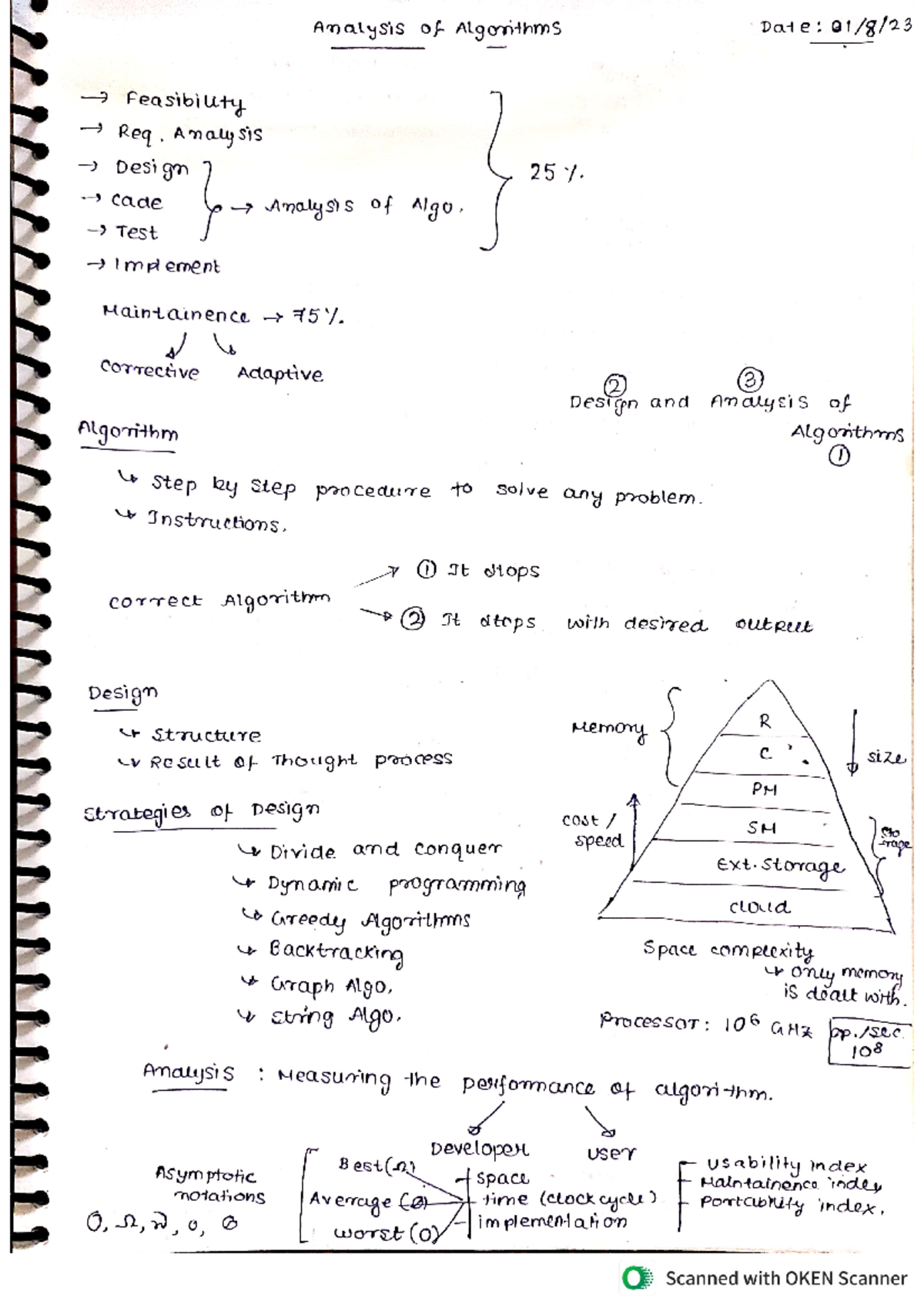 Algorithm notes - Analysis of Algorithm - Studocu