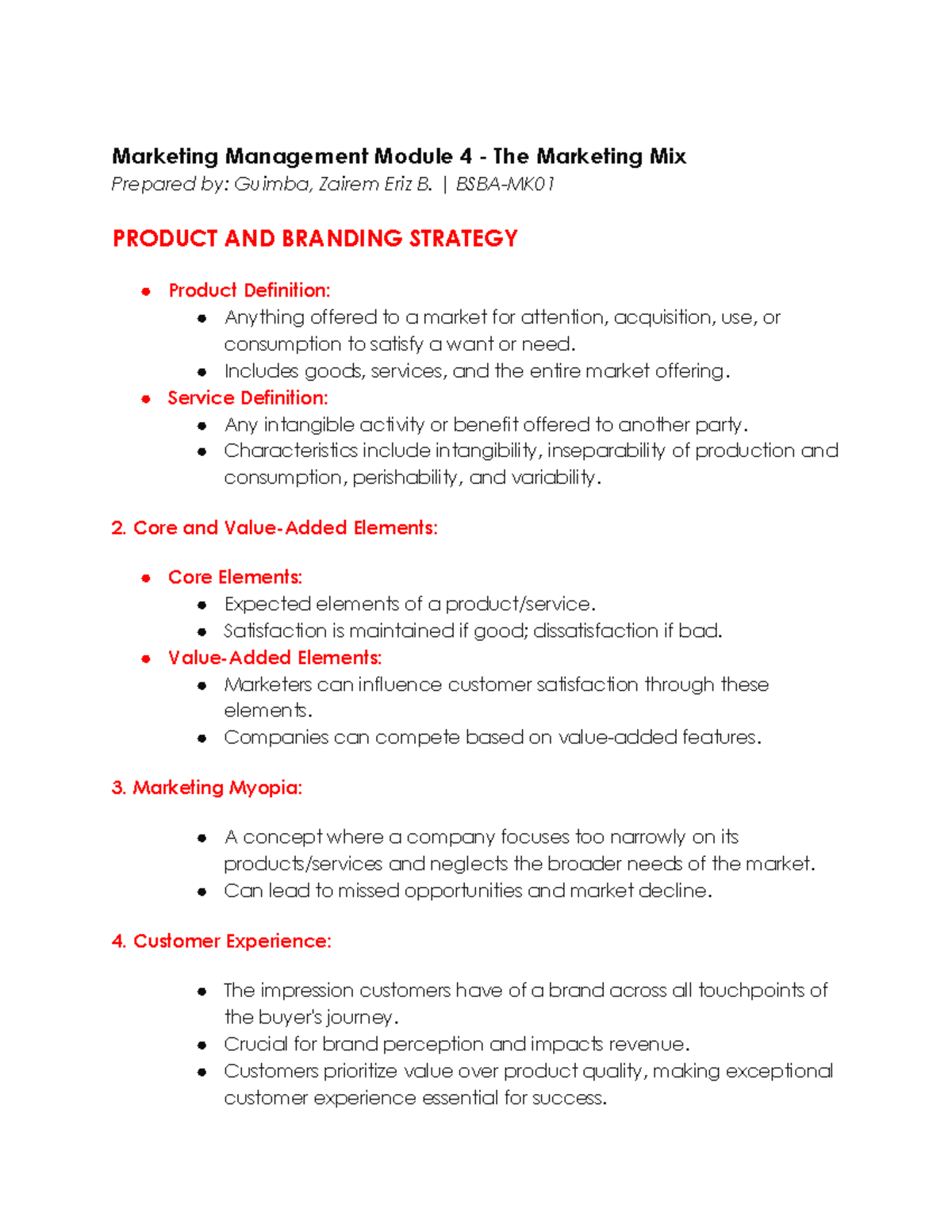 MK Reviewer - Marketing Management Module 4 - The Marketing Mix ...